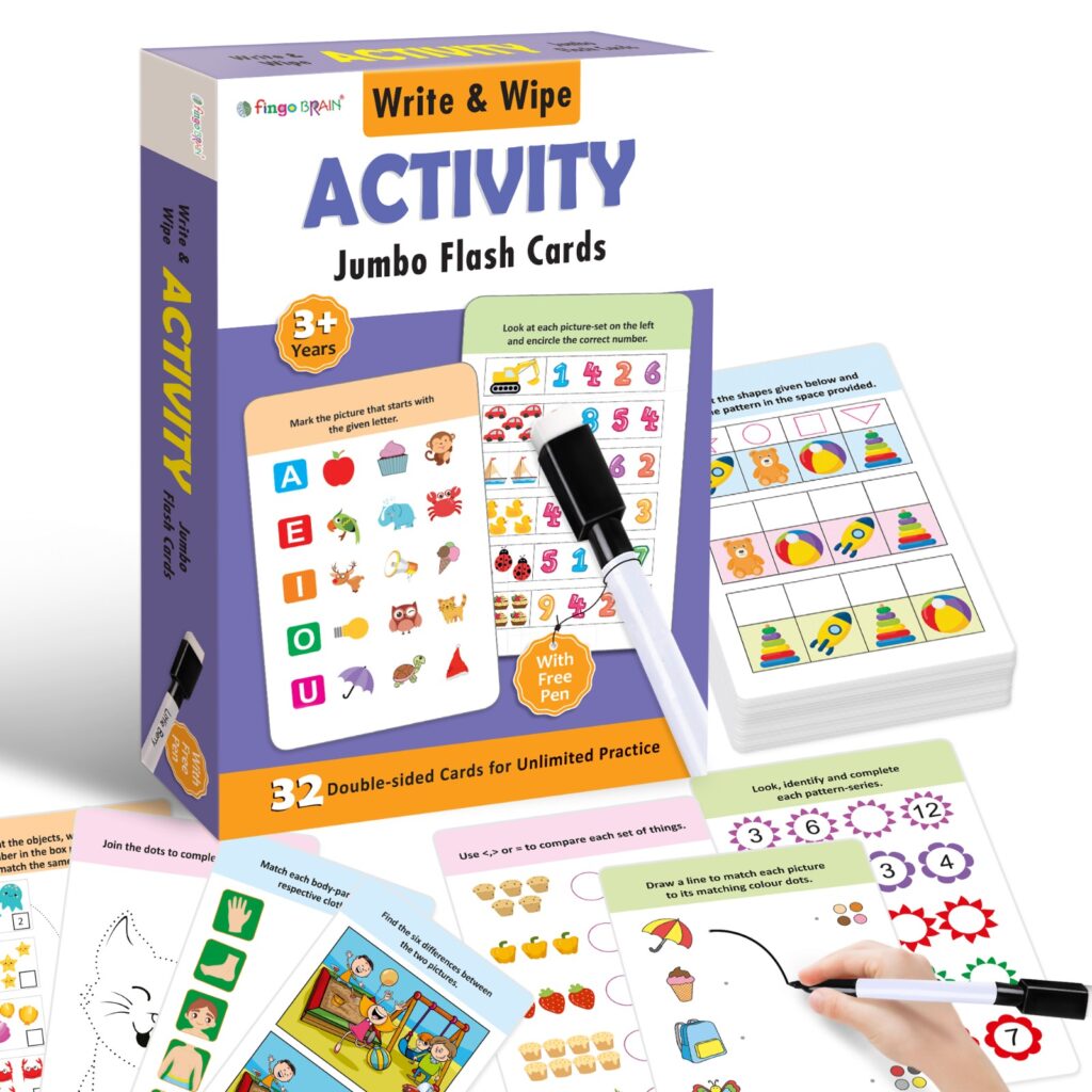 Write & Wipe Jumbo Activity Flash Cards - Fingo Brain